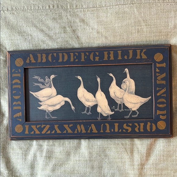 Accents | Vintage Goose Wall Art With Alphabet Border 15x8 1984 | Poshmark